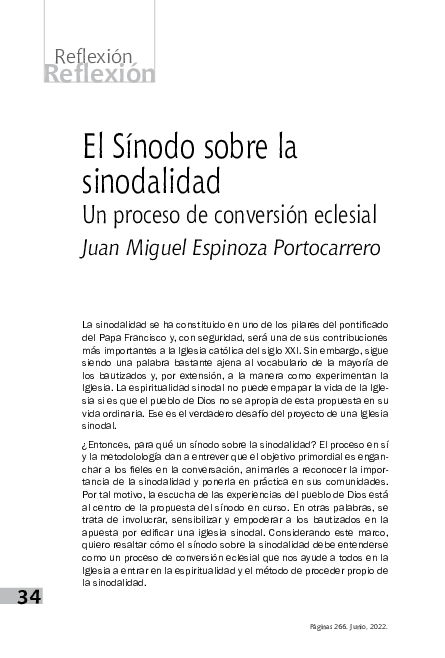 (PDF) El sínodo sobre la sinodalidad: un proceso de conversión eclesial