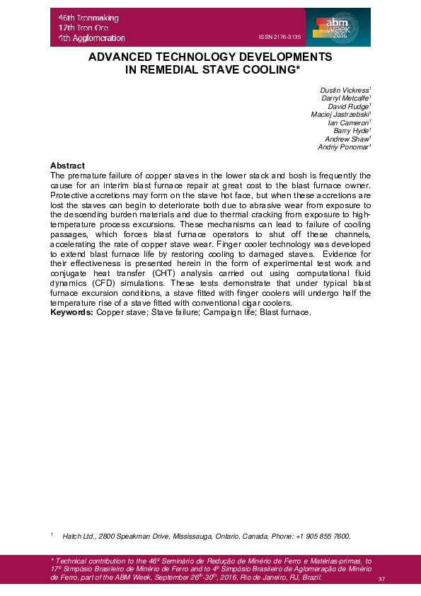 (PDF) Advanced Technology Developments in Remedial Stave Cooling