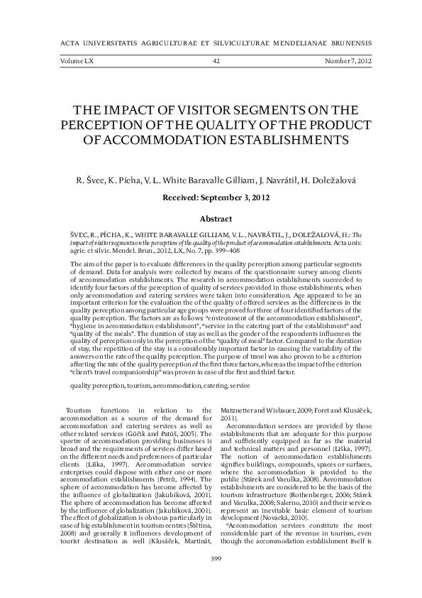 (PDF) The impact of visitor segments on the perception of the quality ...