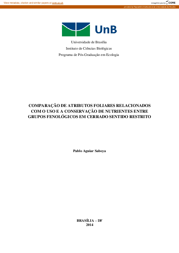 (PDF) Comparação de atributos foliares relacionados com o uso e a ...