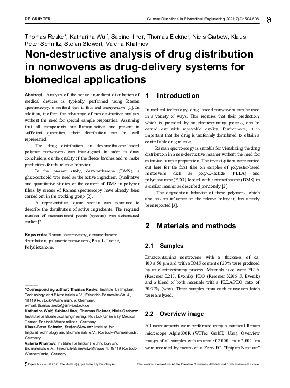 (PDF) Non-destructive analysis of drug distribution in nonwovens as ...