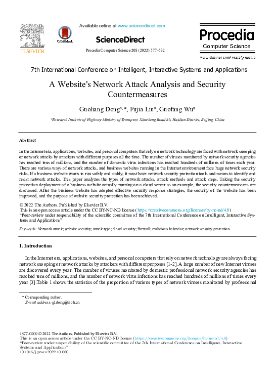 (PDF) A Website's Network Attack Analysis and Security Countermeasures