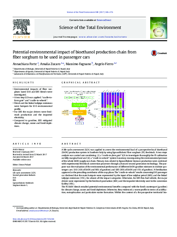 (PDF) Potential environmental impact of bioethanol production chain ...