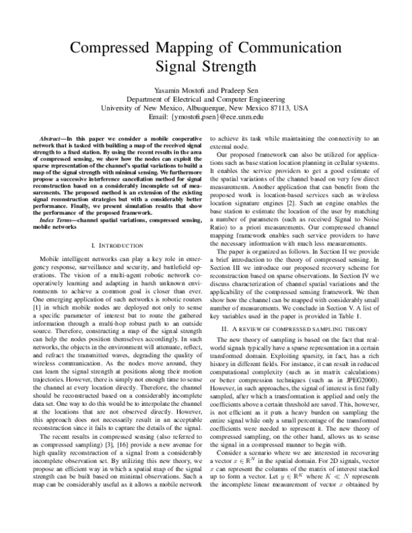 (PDF) Compressed mapping of communication signal strength