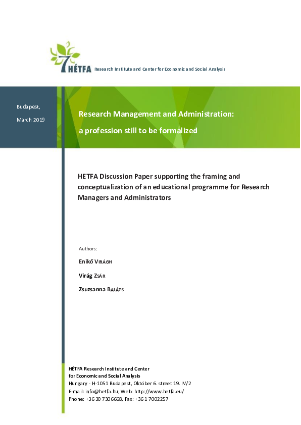 (PDF) Research Management and Administration: a profession still to be ...