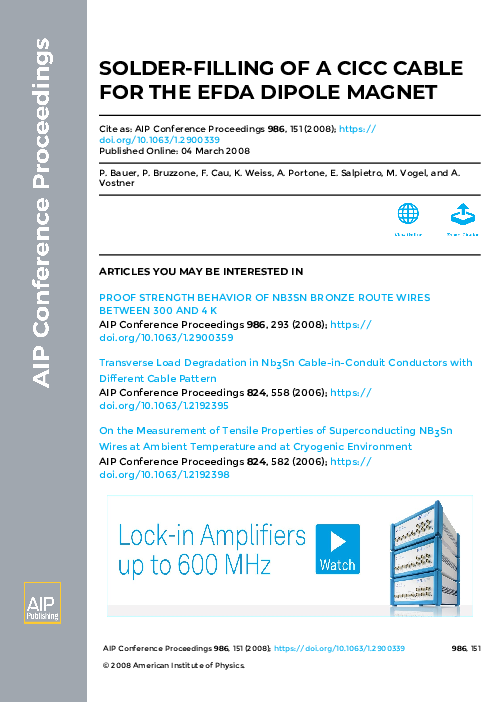 (PDF) Solder-Filling of a Cicc Cable for the Efda Dipole Magnet