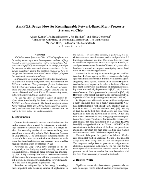 (PDF) An FPGA Design Flow for Reconfigurable Network-Based Multi-Processor Systems on Chip ...
