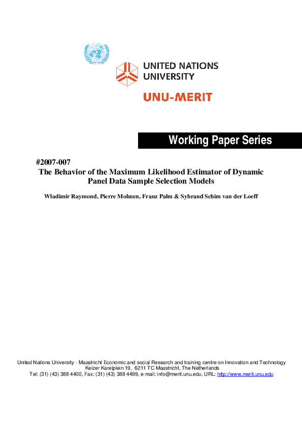 (PDF) Data Sample Selection Models 2 | Franz Palm - Academia.edu