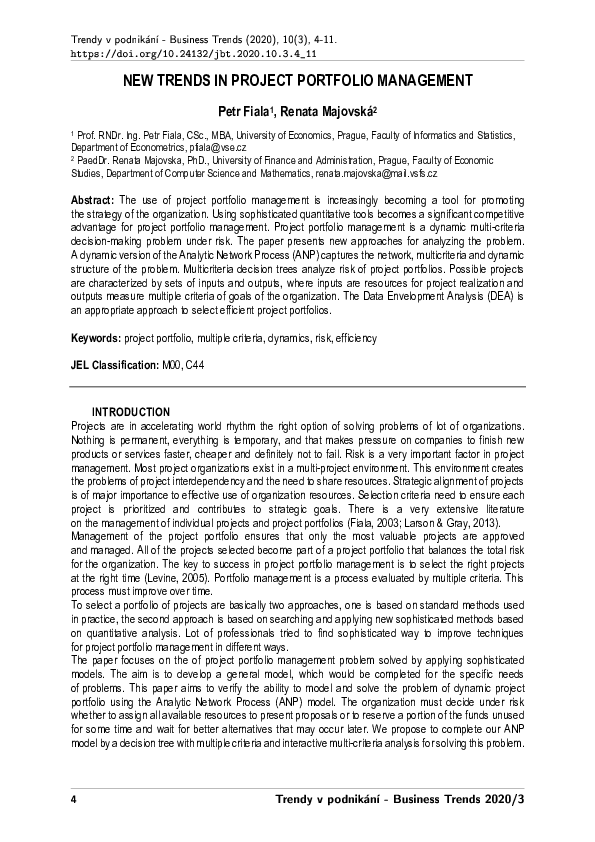 (PDF) New trends in project portfolio management