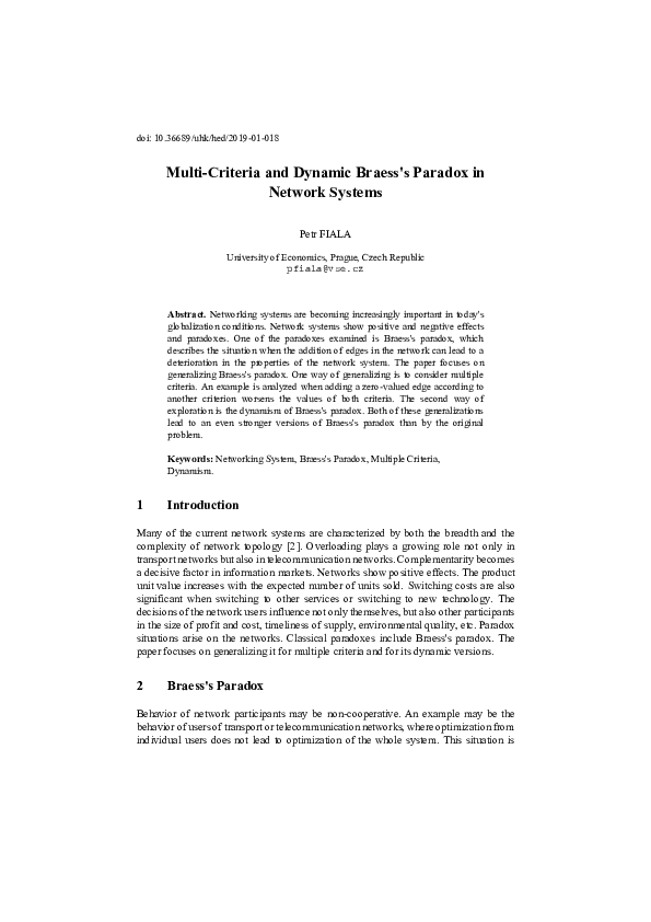 (PDF) Dynamic and Multi-Criteria Braess's Paradox