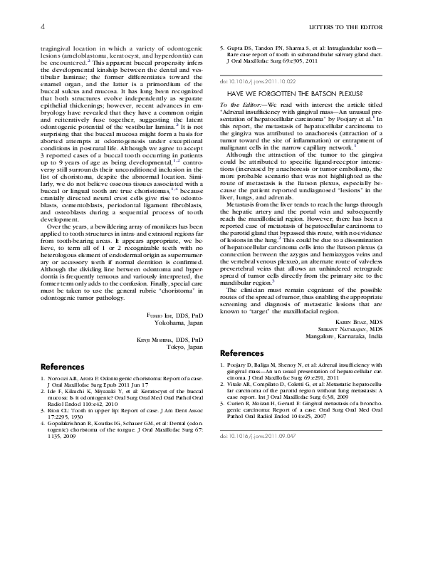 (PDF) Have We Forgotten the Batson Plexus?