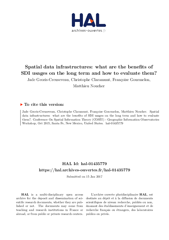 Pdf Spatial Data Infrastructures What Are The Benefits Of Sdi Usages On The Long Term And How