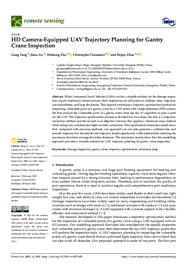 (PDF) HD Camera-Equipped UAV Trajectory Planning for Gantry Crane ...