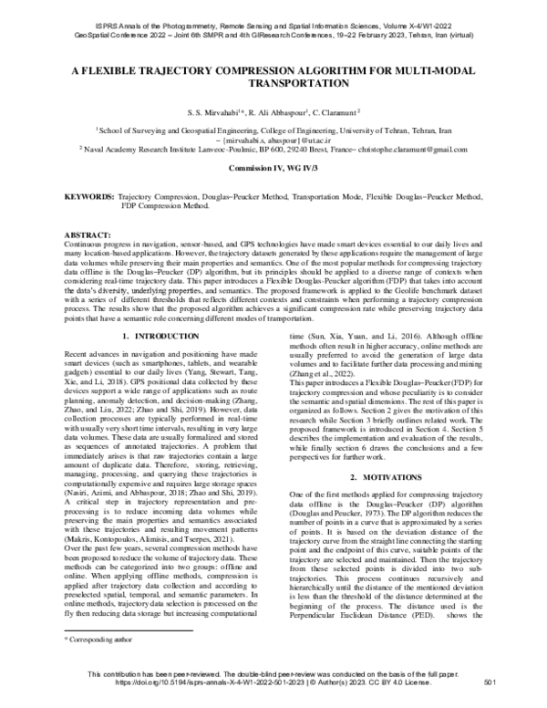 (PDF) A Flexible Trajectory Compression Algorithm for Multi-Modal Transportation