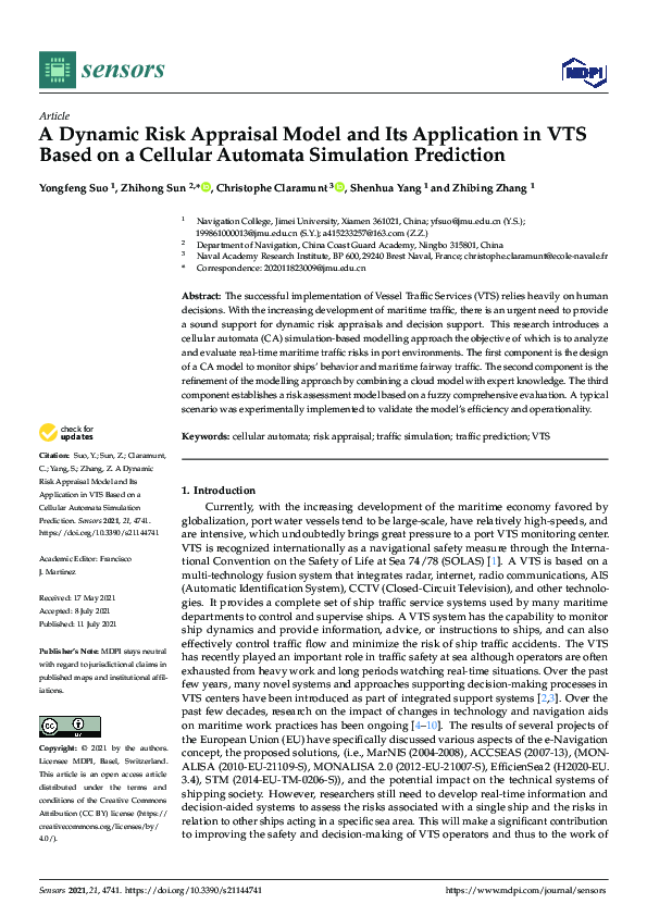 (PDF) A Dynamic Risk Appraisal Model and Its Application in VTS Based on a Cellular Automata ...