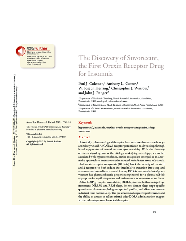 (PDF) The Discovery of Suvorexant, the First Orexin Receptor Drug for ...