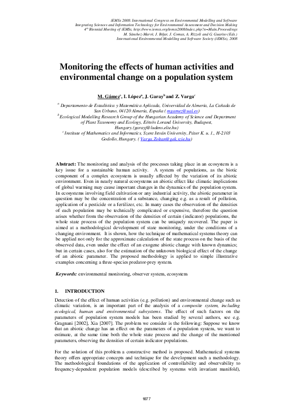 (PDF) Monitoring the effects of human activities and environmental ...