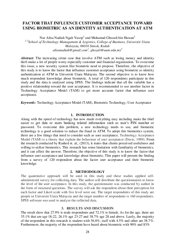 (PDF) Factor that influence customer acceptance toward using biometric as an identity ...