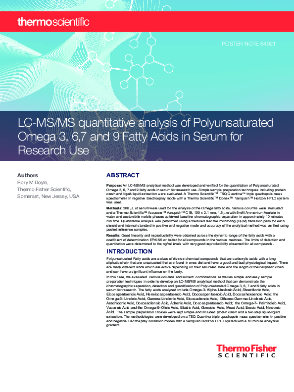 (PDF) LC-MS/MS quantitative analysis of Polyunsaturated Omega 3, 6,7 ...