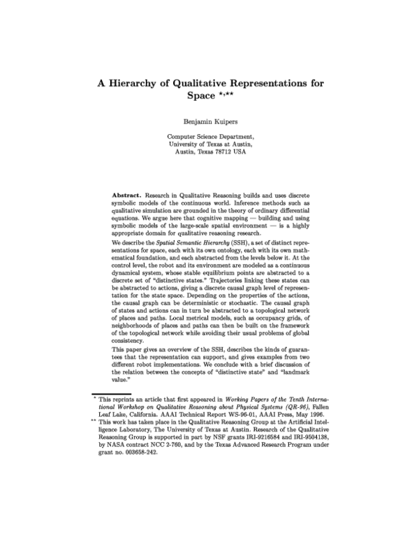 (PDF) A Hierarchy of Qualitative Representations for Space