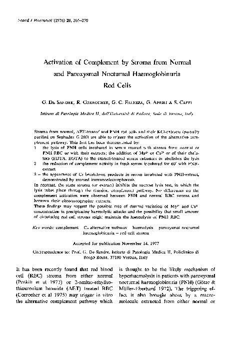 (PDF) Activation of Complement by Stroma from Normal and Paroxysmal ...