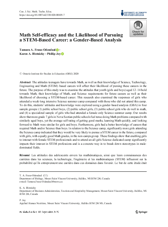 (PDF) Math Self-efficacy and the Likelihood of Pursuing a STEM-Based ...