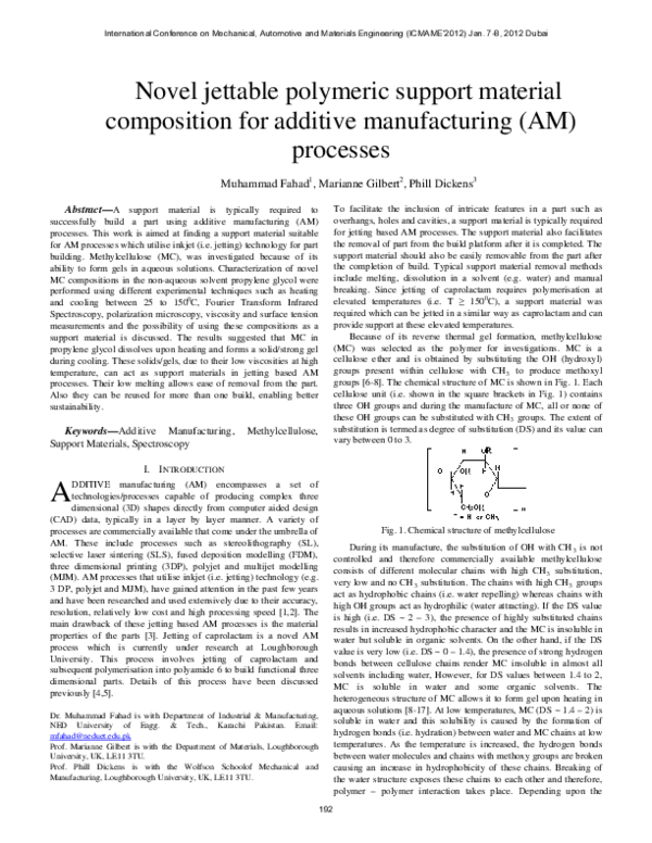 (PDF) Novel jettable polymeric support material composition for ...