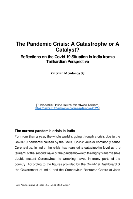 (PDF) The Pandemic Crisis: A Catastrophe or A Catalyst? Reflections on ...