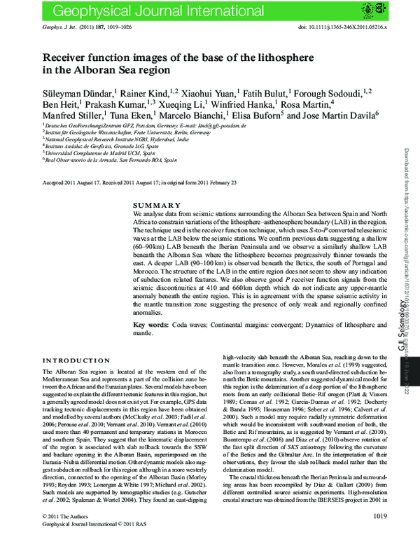 (PDF) Lithosphere Variations in the Alboran Sea