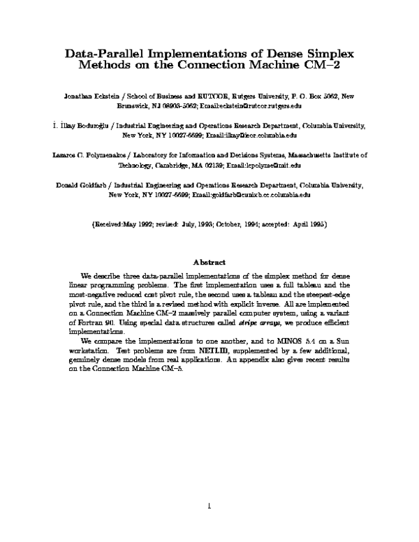 (PDF) Data-Parallel Implementations of Dense Simplex Methods on the ...