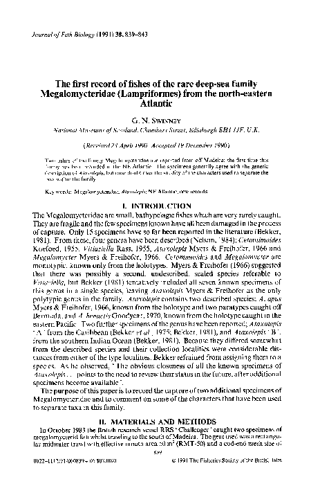(PDF) The first record of fishes of the rare deep-sea family ...