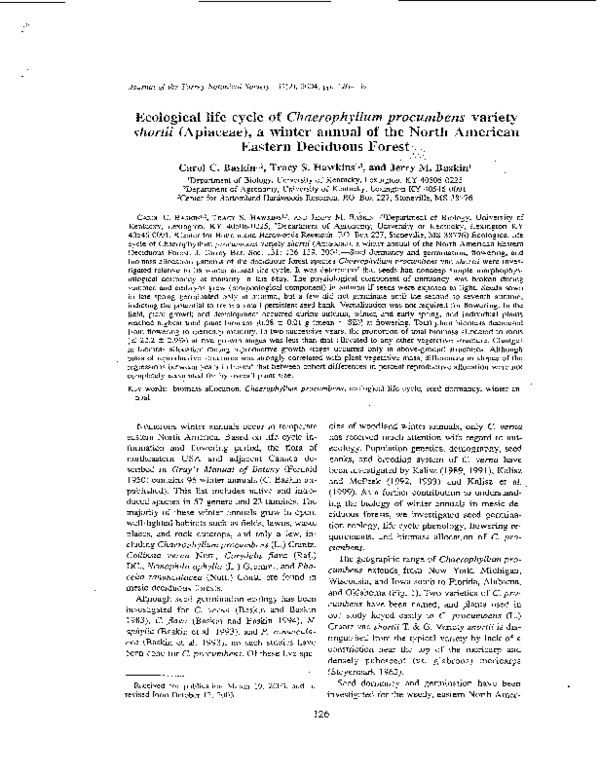 (PDF) Ecological Life Cycle and Biomass of Chaerophyllum procumbens