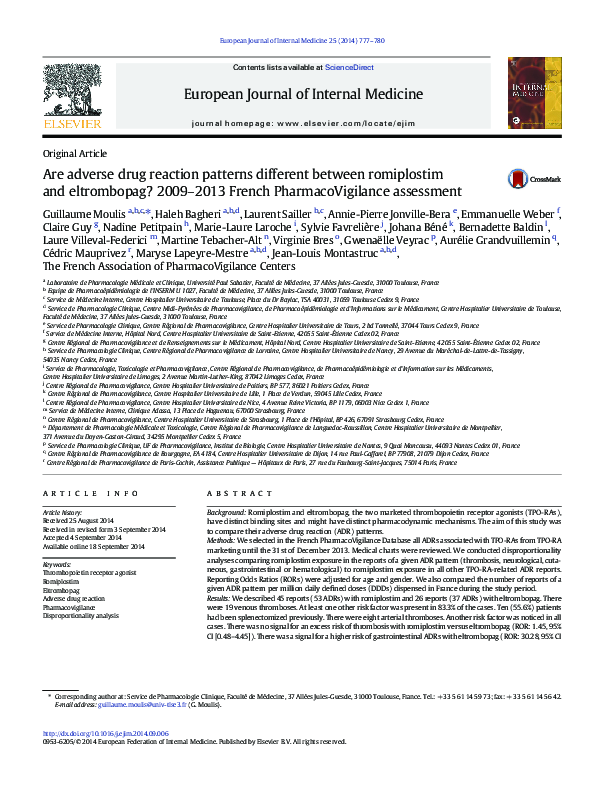 (PDF) Are adverse drug reaction patterns different between romiplostim ...