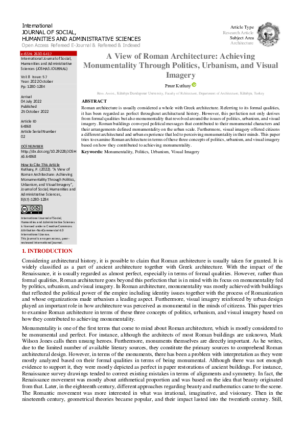 (PDF) A View of Roman Architecture: Achieving Monumentality Through ...