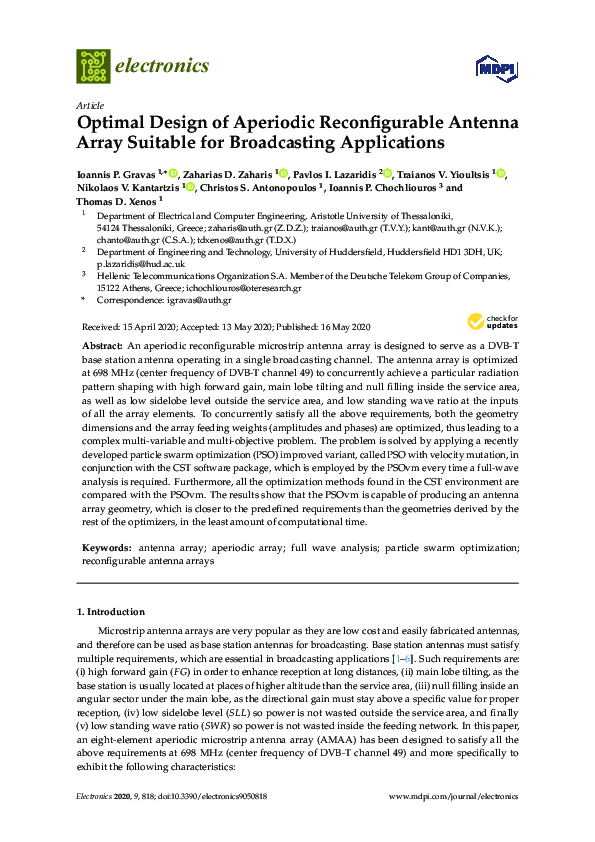 (PDF) Optimal Design of Aperiodic Reconfigurable Antenna Array Suitable for Broadcasting ...