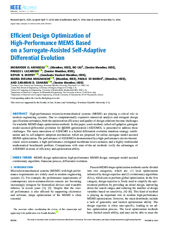 (PDF) Efficient Design Optimization of High-Performance MEMS Based on a Surrogate-Assisted Self ...