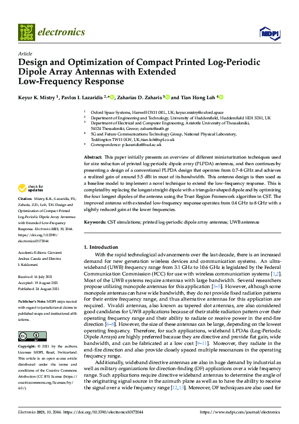 (PDF) Design and Optimization of Compact Printed Log-Periodic Dipole ...