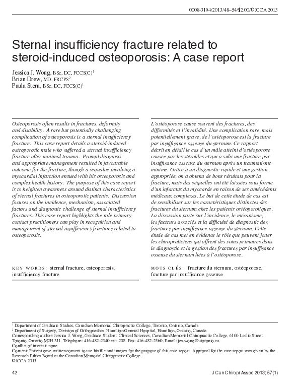 (PDF) Sternal insufficiency fracture related to steroid-induced ...