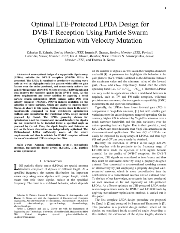 (PDF) Optimal LTE-Protected LPDA Design for DVB-T Reception Using Particle Swarm Optimization ...