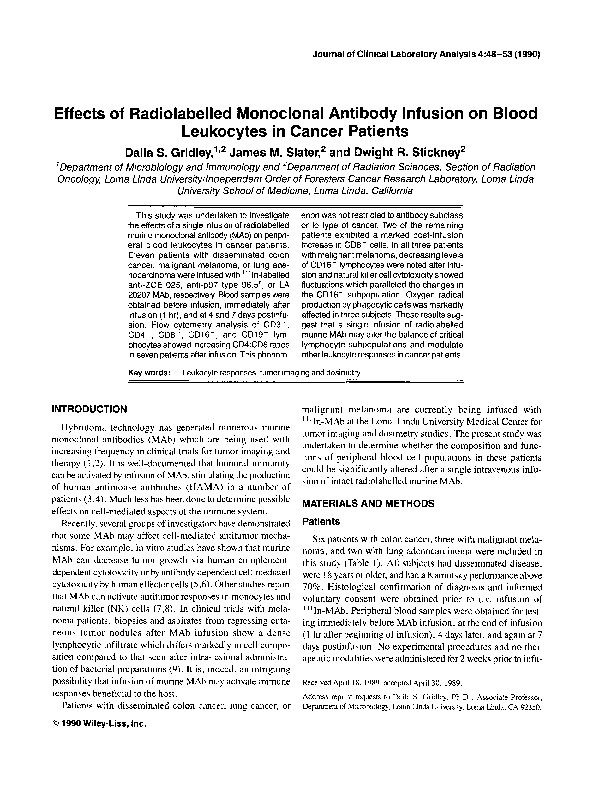 (PDF) Effects of radiolabelled monoclonal antibody infusion on blood ...
