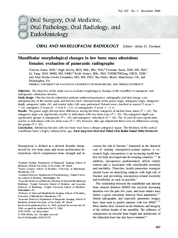 (PDF) Mandibular morphological changes in low bone mass edentulous ...