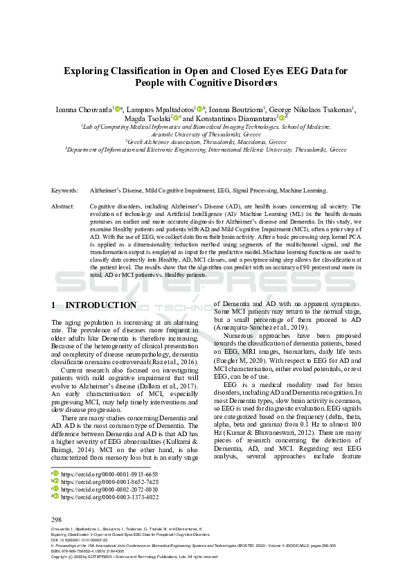 (PDF) Exploring Classification in Open and Closed Eyes EEG Data for People with Cognitive ...