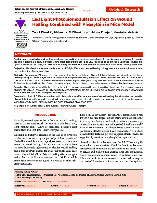 (PDF) Led Light Photobiomodulation Effect on Wound Healing Combined ...