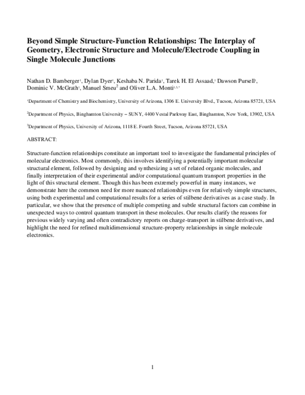 (PDF) Beyond Simple Structure–Function Relationships: The Interplay of Geometry, Electronic ...