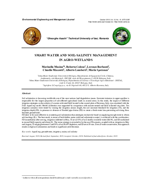 (PDF) Smart water and soil-salinity management in agro-wetlands