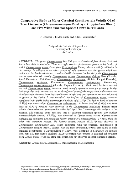 (PDF) Comparative study on major chemical constituents in volatile oil ...