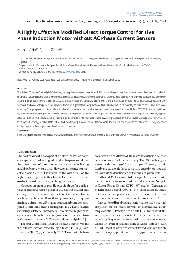 Pdf A Highly Effective Modified Direct Torque Control For Five Phase