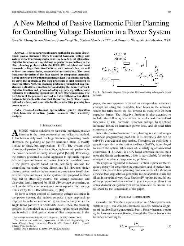 (PDF) A New Method of Passive Harmonic Filter Planning for Controlling ...