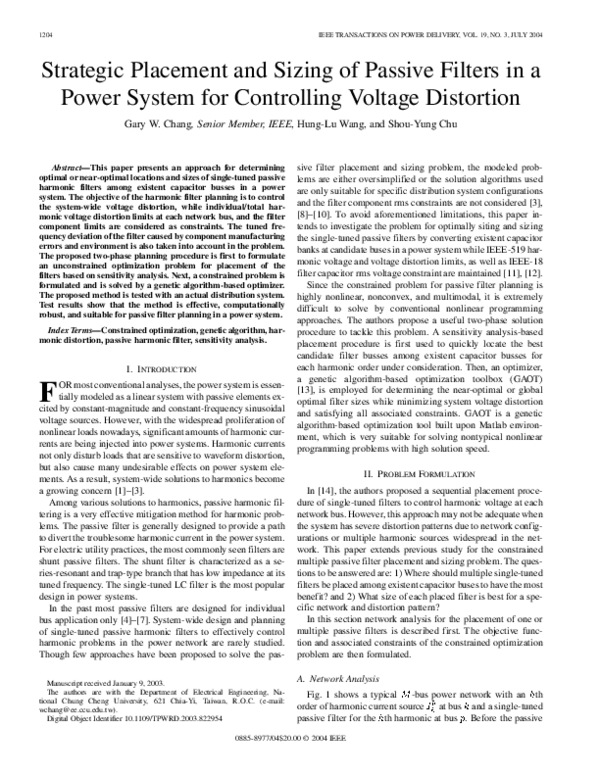 (PDF) Strategic Placement and Sizing of Passive Filters in a Power ...