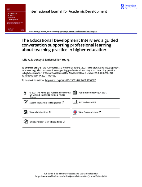(PDF) The Educational Development Interview: a guided conversation ...